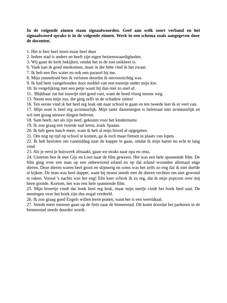 Studentversie Verbanden Oefening | PDF