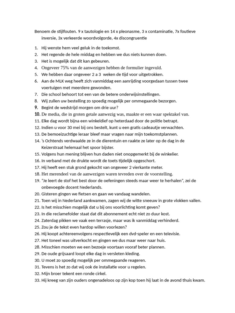 Oefening Alle Stijlfouten | PDF