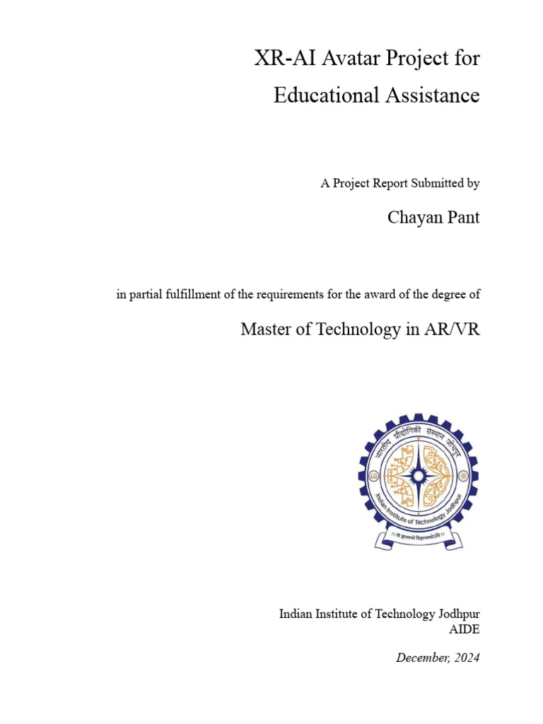 XR-AI Avatar For Education - Chayan Pant M22ai812 | PDF | Augmented Reality | Artificial ...