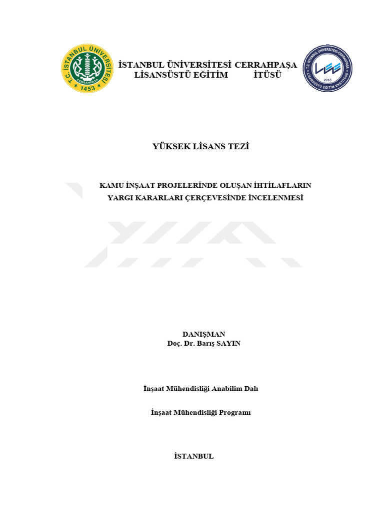Kamu inşaat projelerinde oluşan ihtilafların yargı kararları ...
