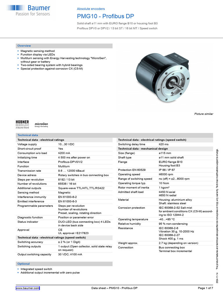 Baumer PMG10-Profibus-DP EN 20241114 DS | PDF | Parameter (Computer Programming) | Bit