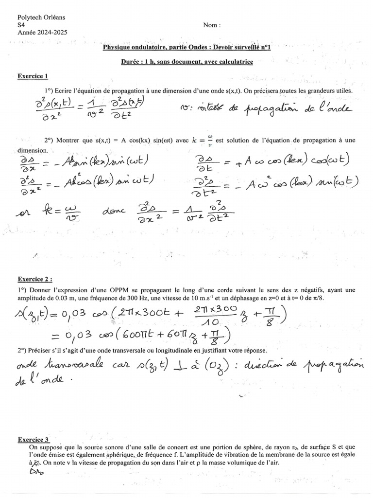 Correction DS1 Ondes 2024-2025 | PDF