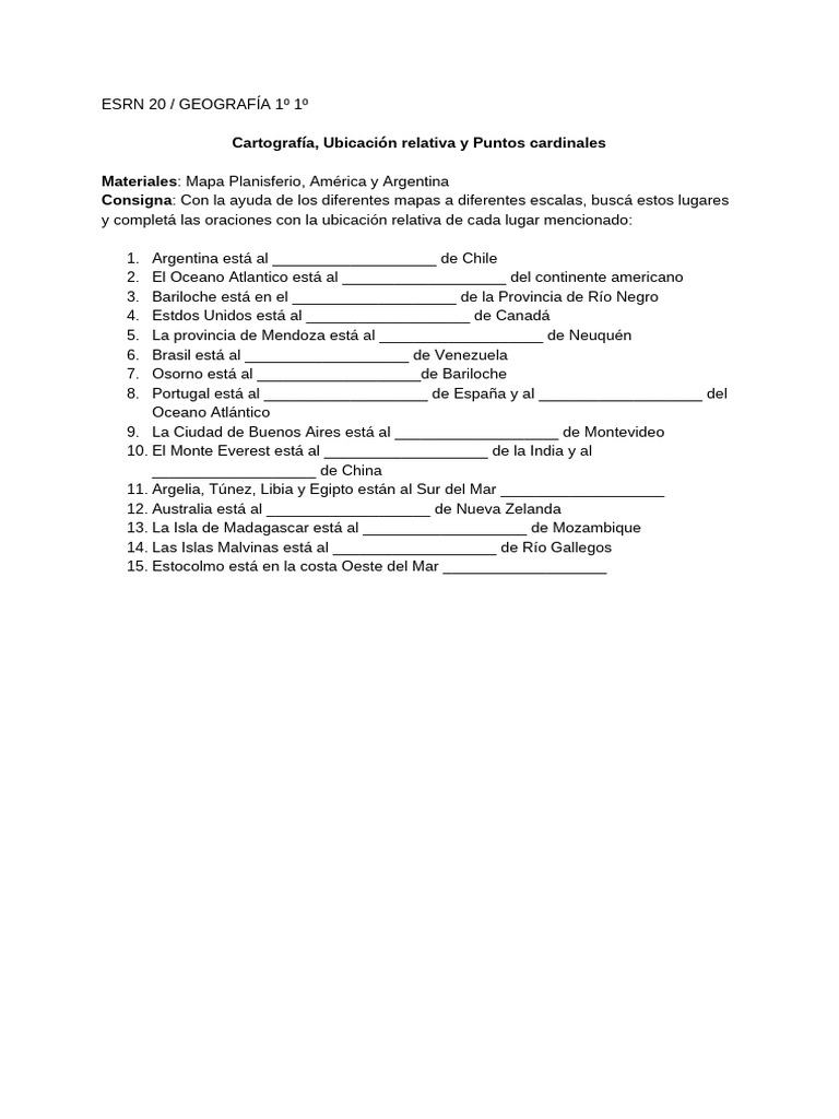 Ubicación Relativa en Mapas y Geografía | PDF