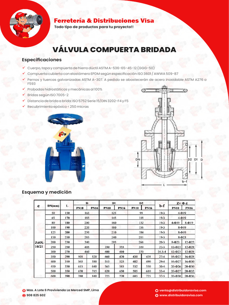 Ficha Válvula Compuerta Bridada-Min | PDF