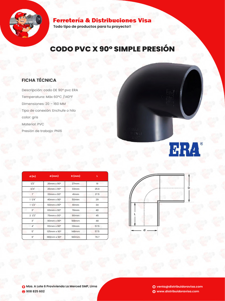 Codos PVC 90°: Especificaciones y Medidas | PDF