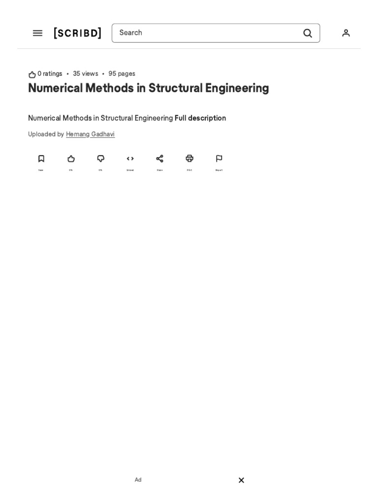 Numerical Methods in Structural Engineering - PDF | PDF | Scribd ...
