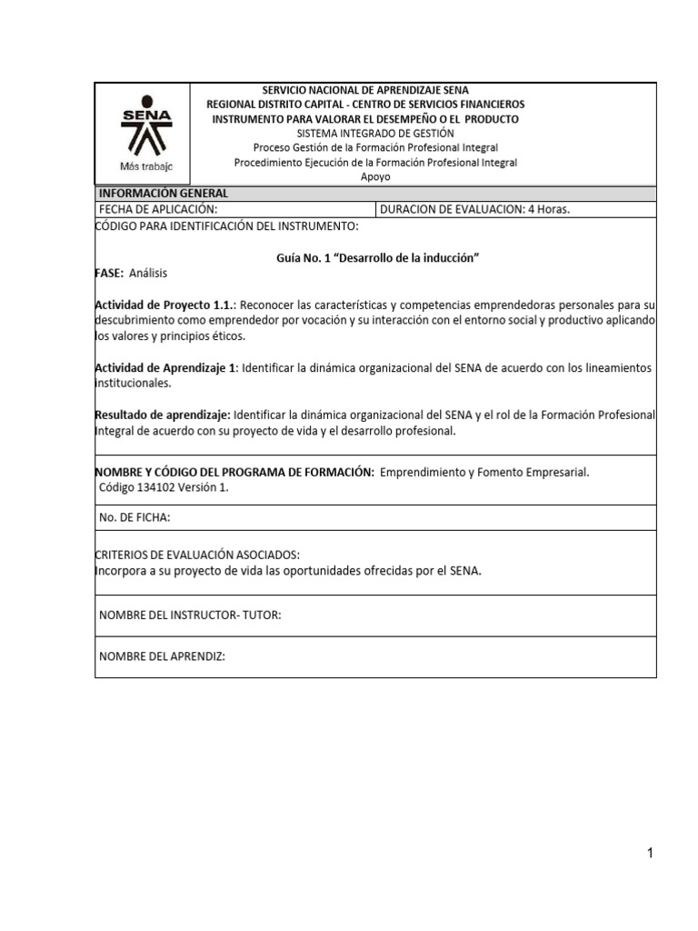 LCH PR 1 | PDF | Iniciativa empresarial | Evaluación