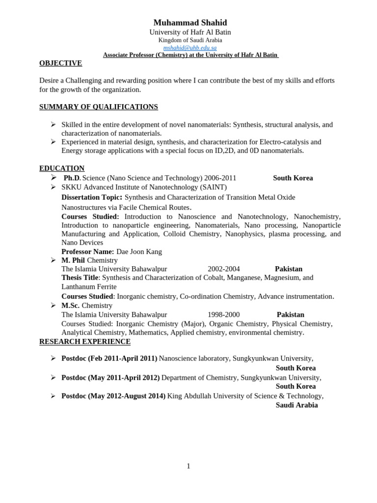 CVEN-Dr - shahid-CV and List of Publications | PDF | Nanocomposite ...