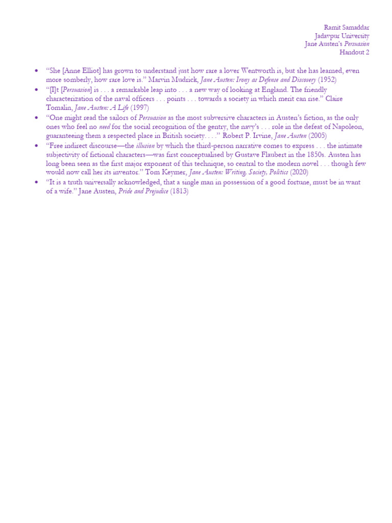 Insights on Austen's Persuasion Analysis | PDF