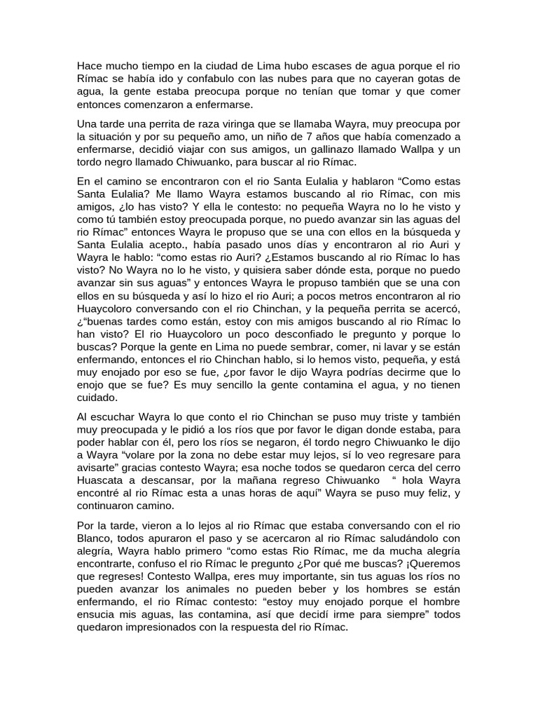 Fabula Wayra y El Rio Rimac | PDF