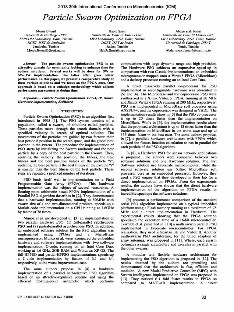 Particle Swarm Optimization On FPGA | PDF | Field Programmable Gate ...