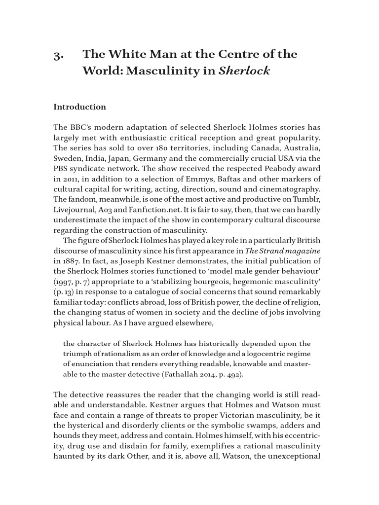 The White Man at the Centre of the World- Masculinity in Sherlock | PDF | Sherlock Holmes | Dr ...