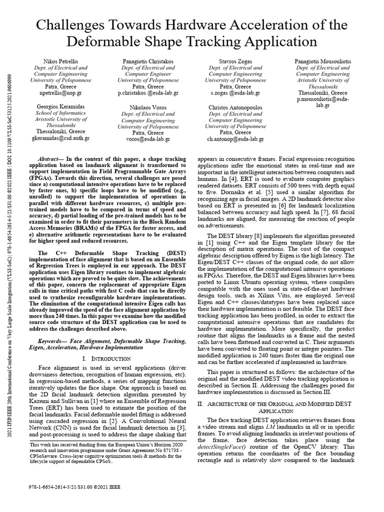 Challenges Towards Hardware Acceleration of The Deformable Shape ...
