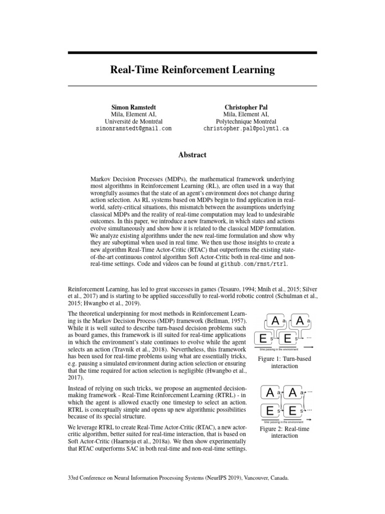 NeurIPS 2019 Real Time Reinforcement Learning Paper | PDF | Applied Mathematics | Mathematics