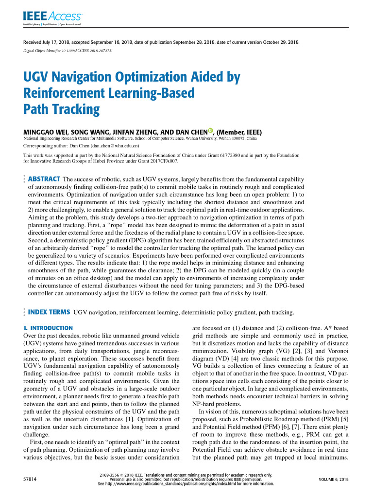 UGV Navigation Optimization Aided by Reinforcement Learning-Based Path Tracking | PDF ...