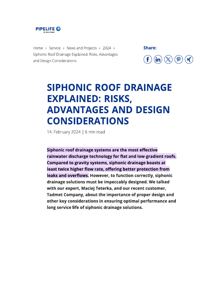 Siphonic Roof Drainage | PDF