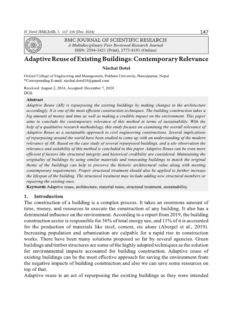 Adaptive Reuse of Existing Buildings Contemporary | PDF