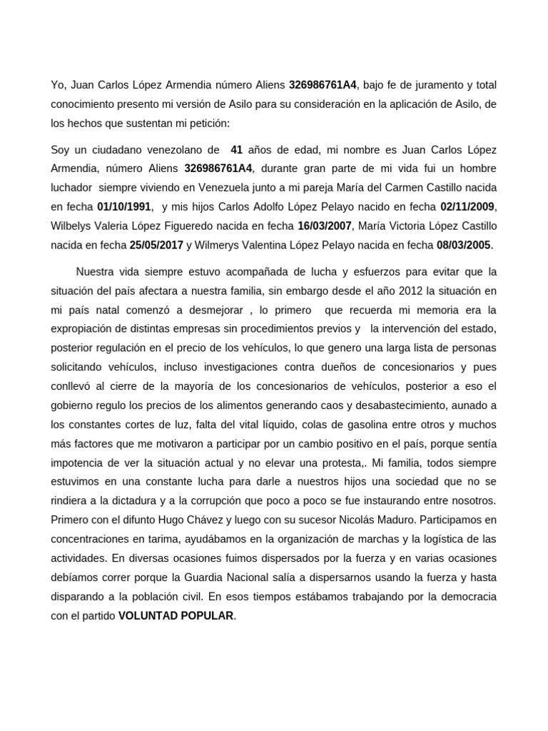 Version de Asilo | PDF | Venezuela | Política de venezuela