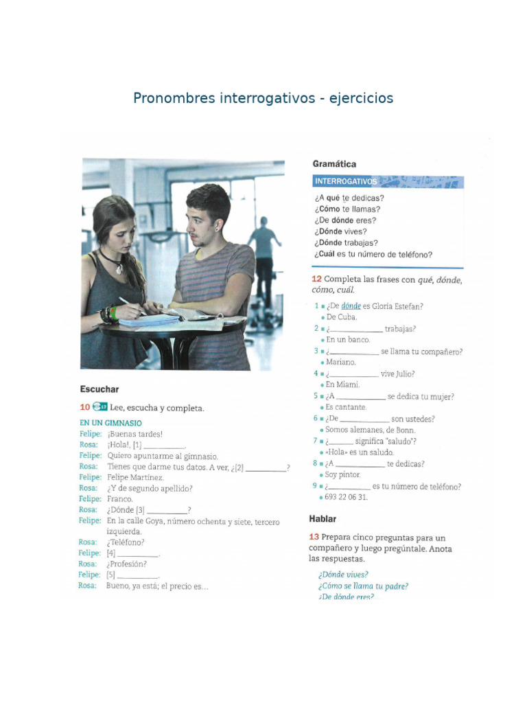 Pronombres interrogativos | PDF