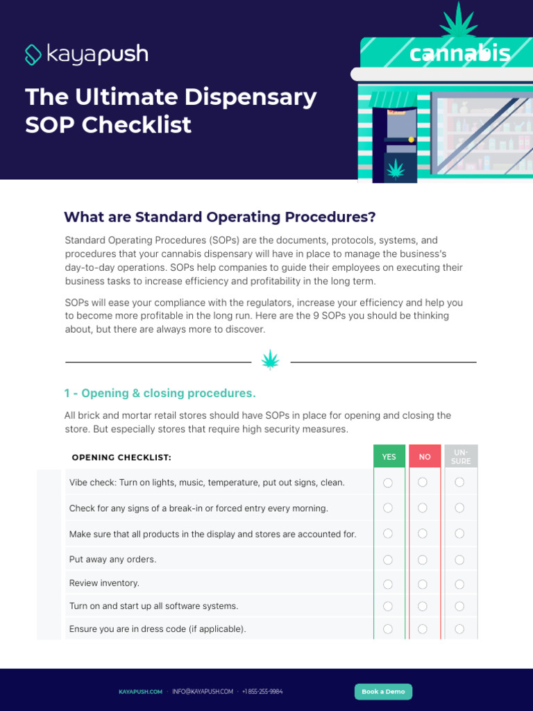 Essential Dispensary SOP Checklist | PDF | Point Of Sale | Regulatory ...