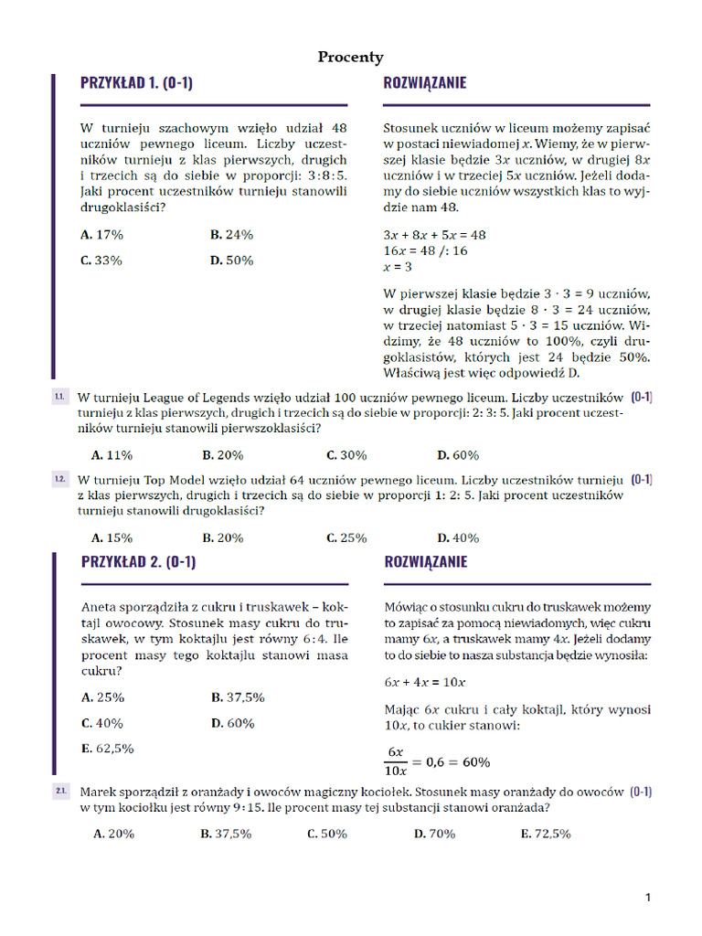 1 Procenty E8 - Początek | PDF