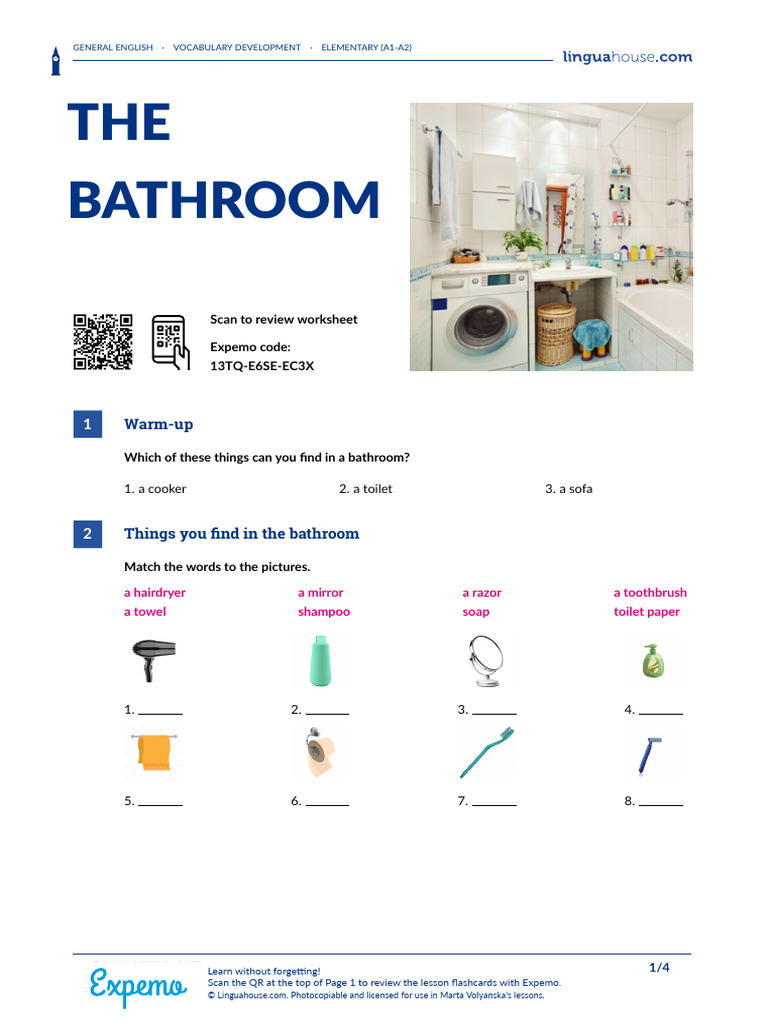 Bathroom Vocabulary for Beginners | PDF | Bathroom | Bathing