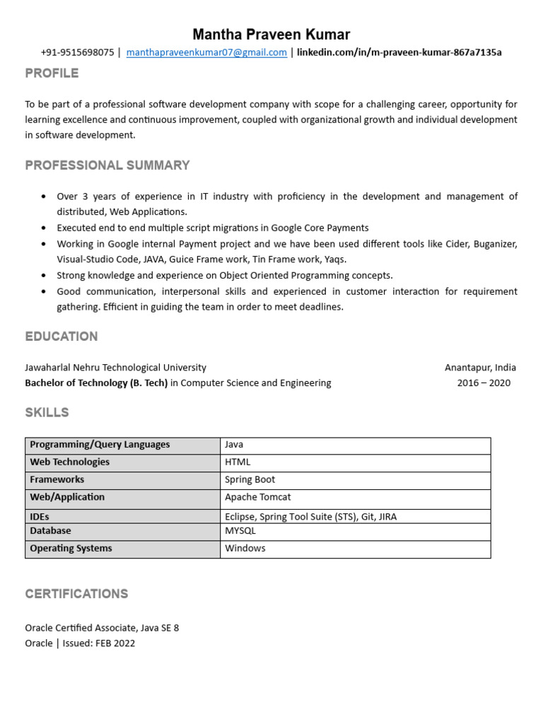 Mantha Praveen Kumar Java 3 | PDF | Java (Programming Language) | Software Development