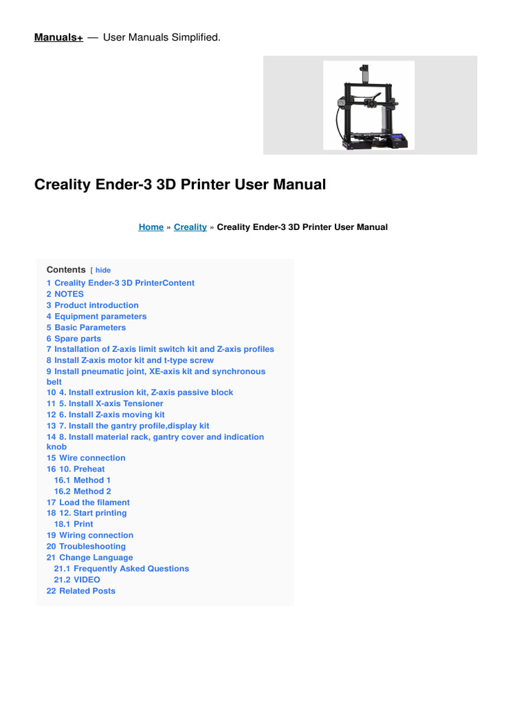 creality-ender-3-3d-printer-manual | PDF | Printer (Computing) | Manufactured Goods