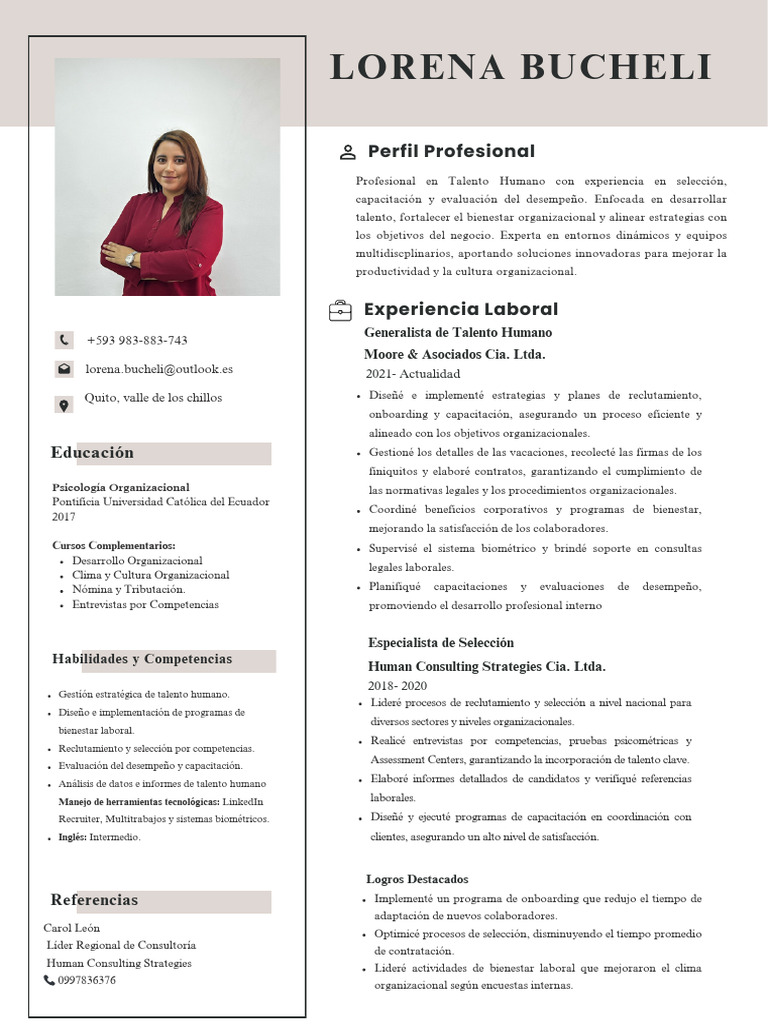 Lorena Bucheli CV Talento Humano | PDF | Reclutamiento | Gestión ...
