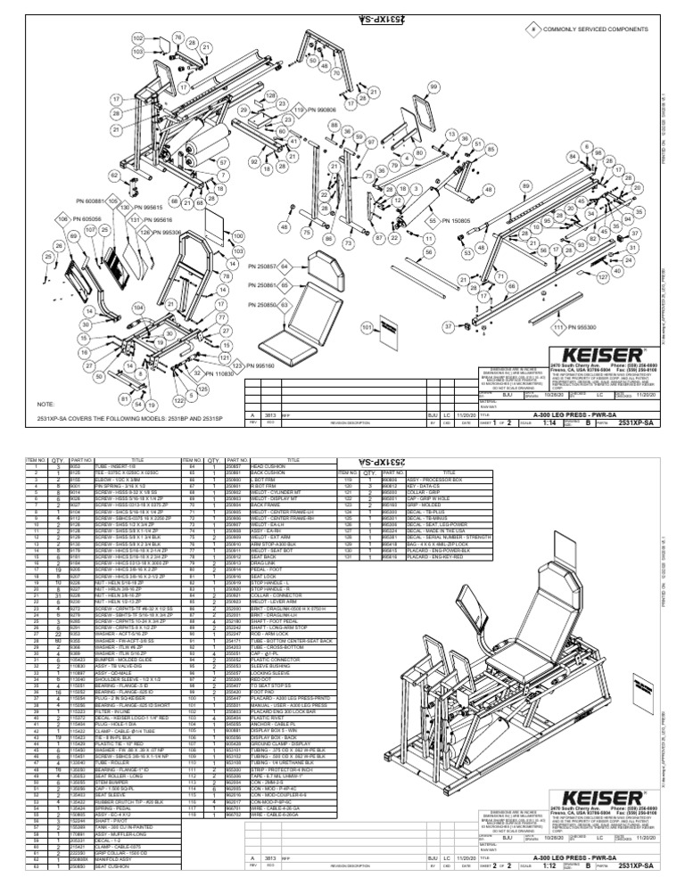 A300 Leg Press Exploded View | PDF | Manufactured Goods