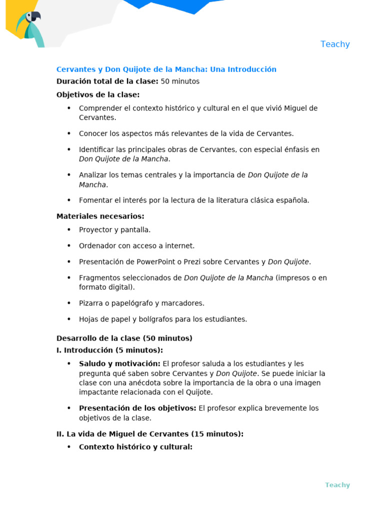 Introducción a Cervantes y Don Quijote | PDF | Don Quijote | Miguel De ...