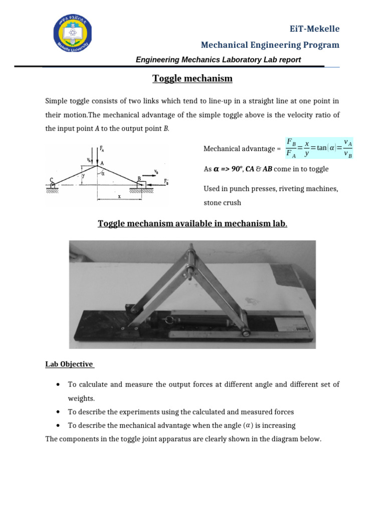 Toggle Mechanism | PDF