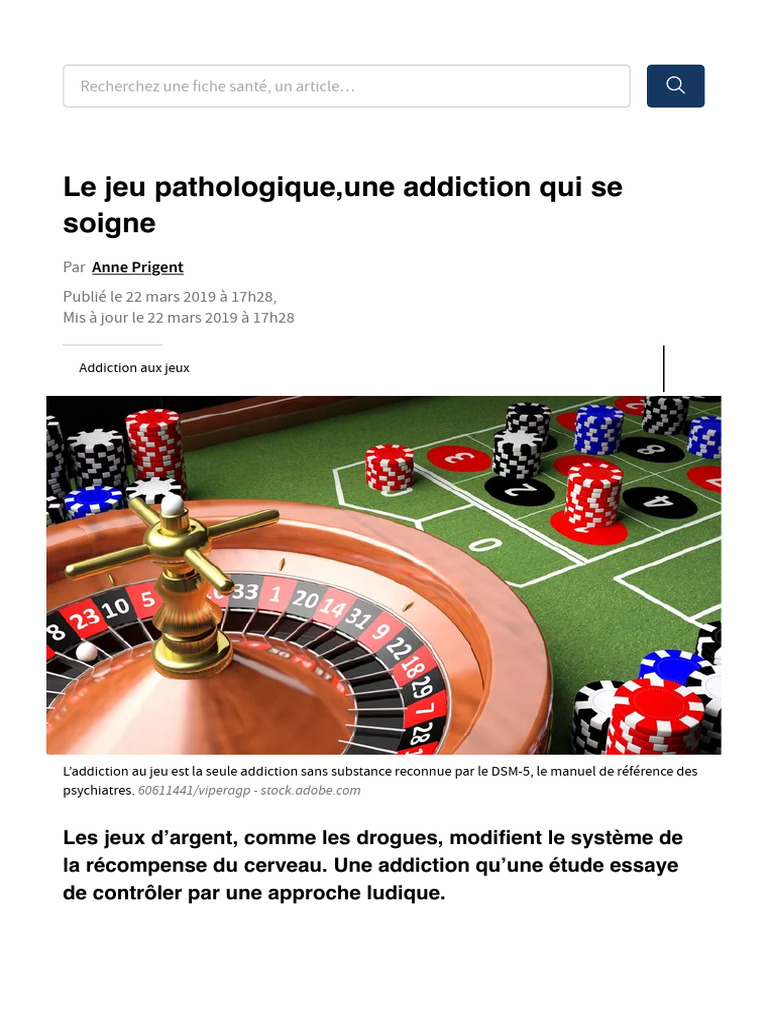 Jeu pathologique : une addiction à soigner | PDF | Jeu pathologique ...