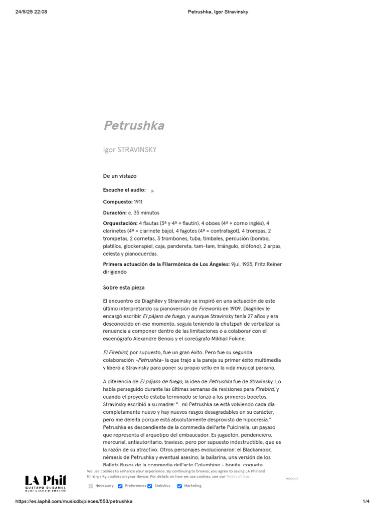 Petrushka, Igor Stravinsky | PDF | Instrumentos musicales
