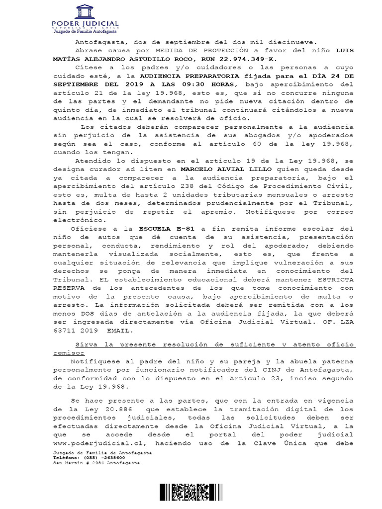 Luis Matías Alejandro Astudillo Roco, Run 22.974.349-K. Audiencia ...