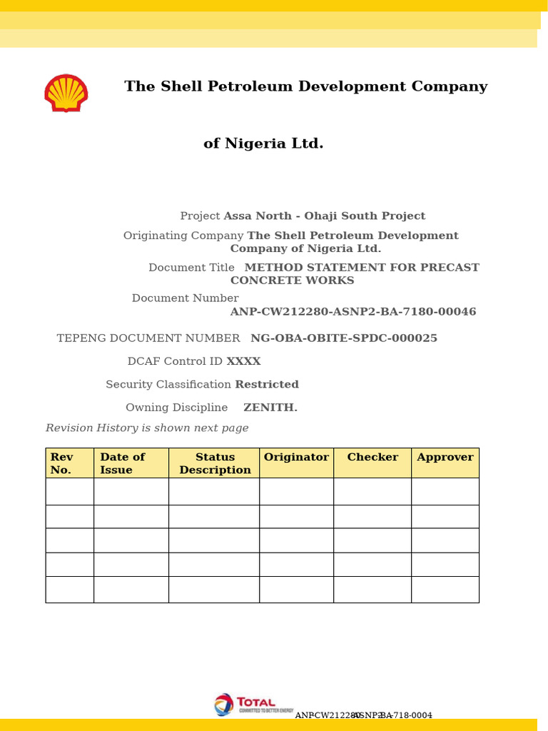 Precast Concrete Method Statement for Assa North Project | PDF ...