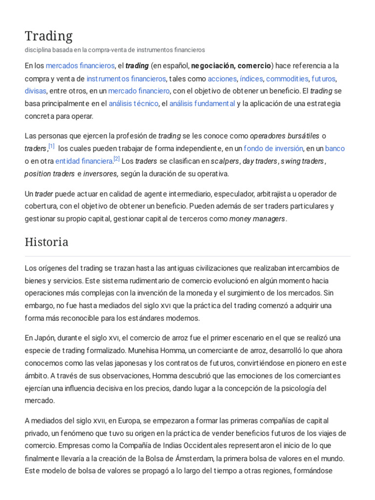 Trading - Wikipedia, La Enciclopedia Libre | PDF | Comerciante ...