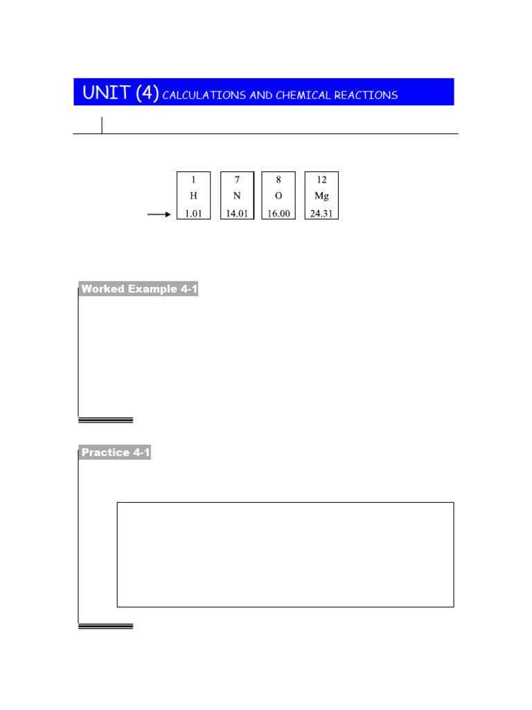CHEM 100 Unit 4 Chemical Reactions With Gas Laws | PDF | Mole (Unit ...
