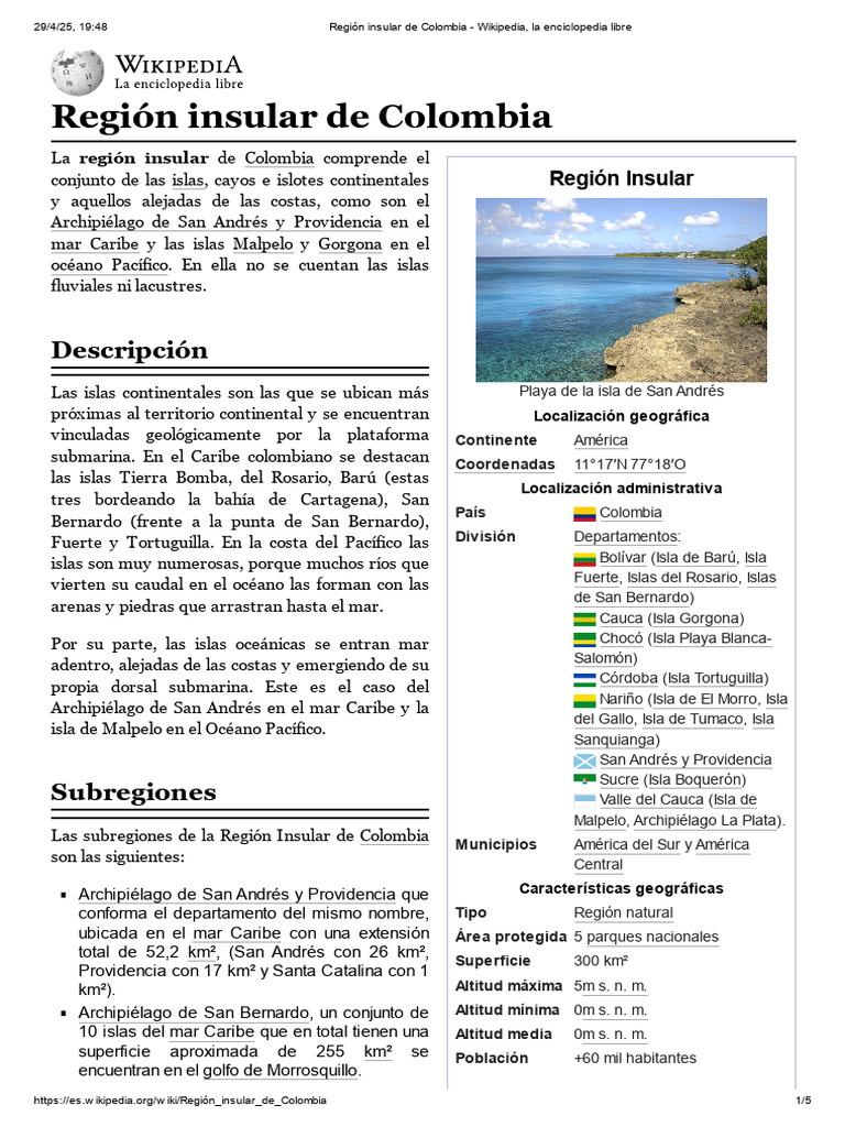 Región Insular de Colombia: Islas y Características | PDF | Ciencias de ...