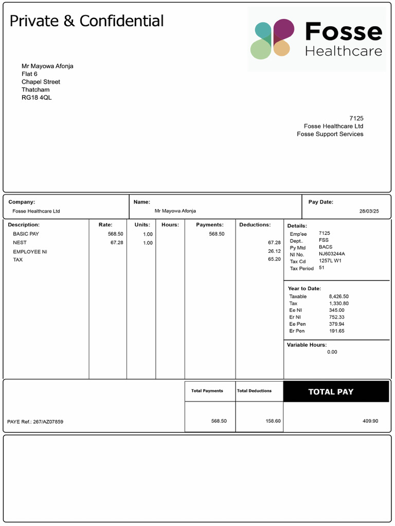 Payslip (2025-03-28 Period 51) - U | PDF