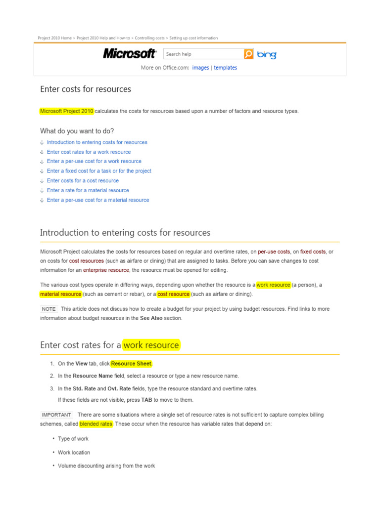 Reference For Resource Costs | PDF | Business | Business Economics