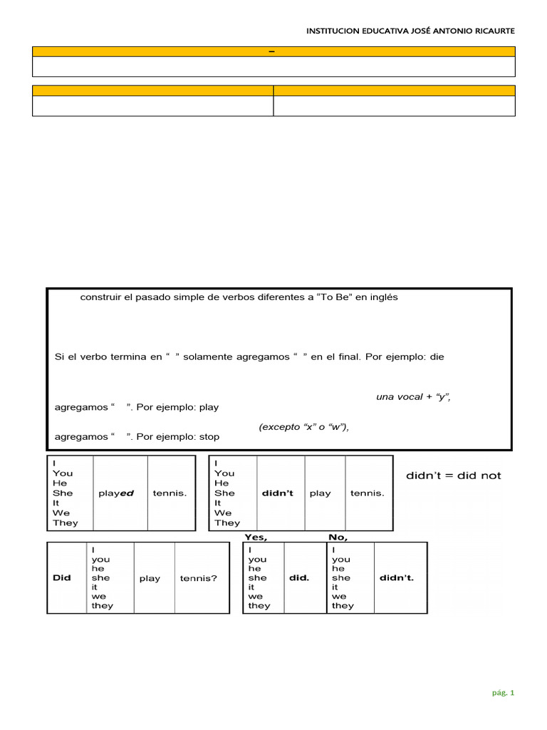 Guía 6 Inglés Septimo P3 2024 | PDF | Tipología Lingüística | Gramática