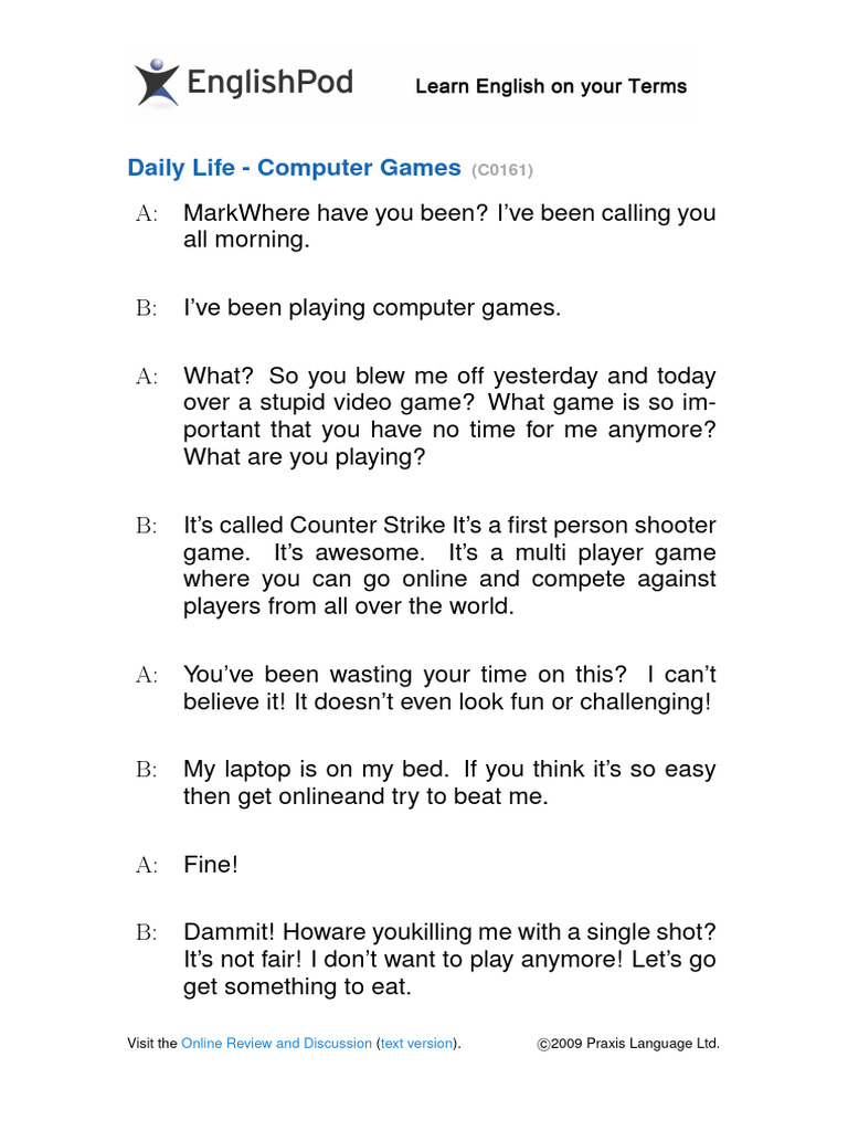 2A Daily Life Computer Games | PDF | Adjective | Linguistics