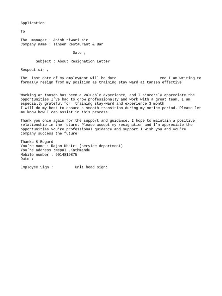 Resignation Letter from Rajan Khatri | PDF