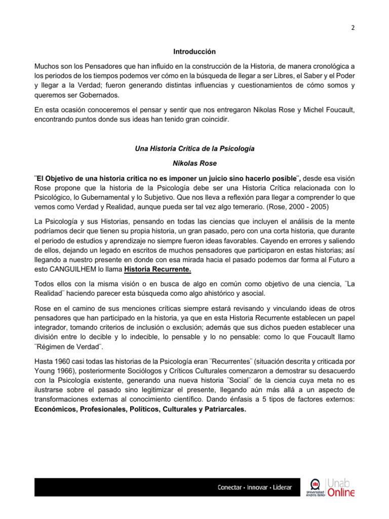 Una Historia Crítica de La Psicología Nikolas Rose | PDF | Verdad ...