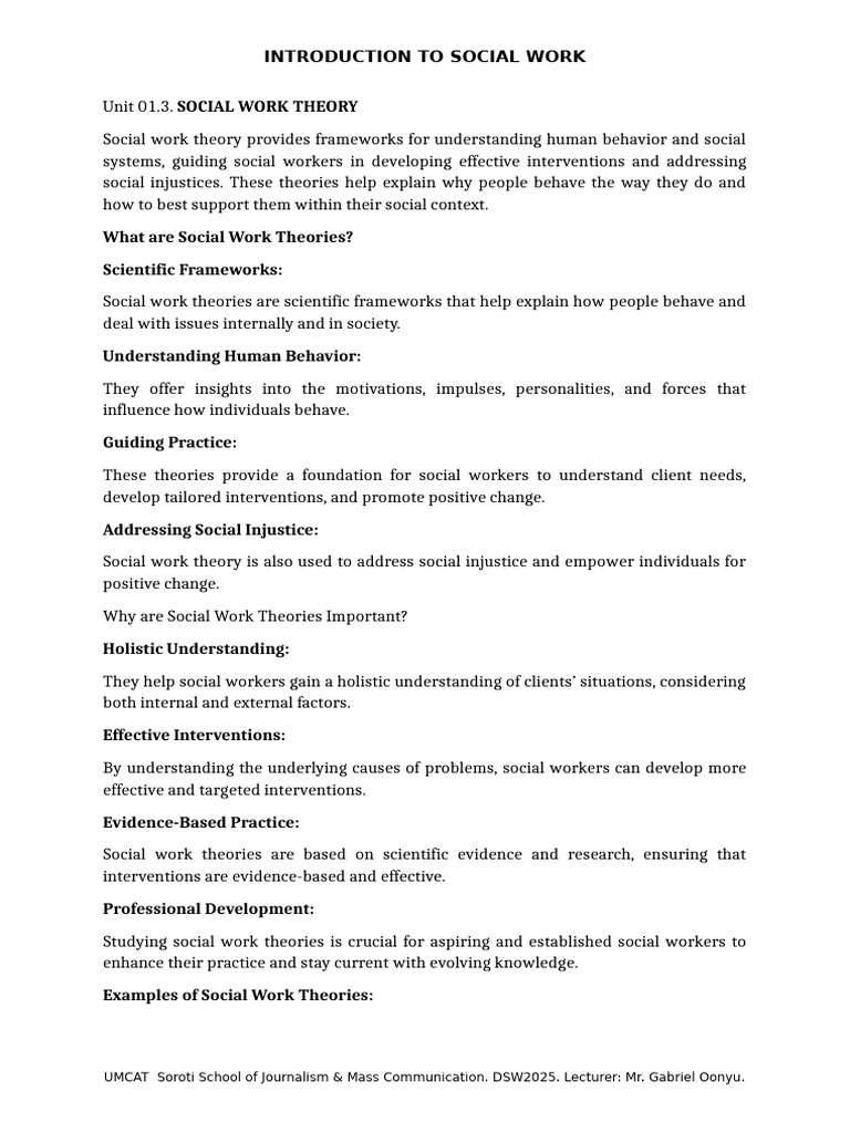 Introduction To Social Work Unit 01 | PDF | Social Work | Empowerment