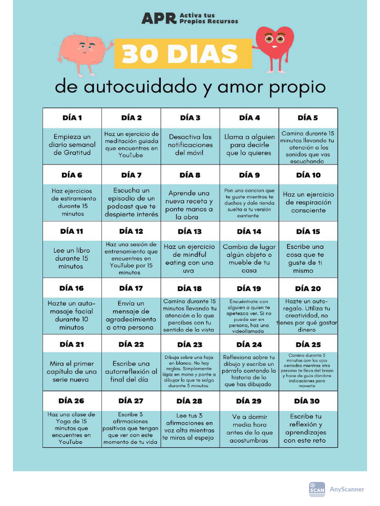 30 Días de Autocuidado y Amor Propio, Activa Tus Propios Recursos | PDF