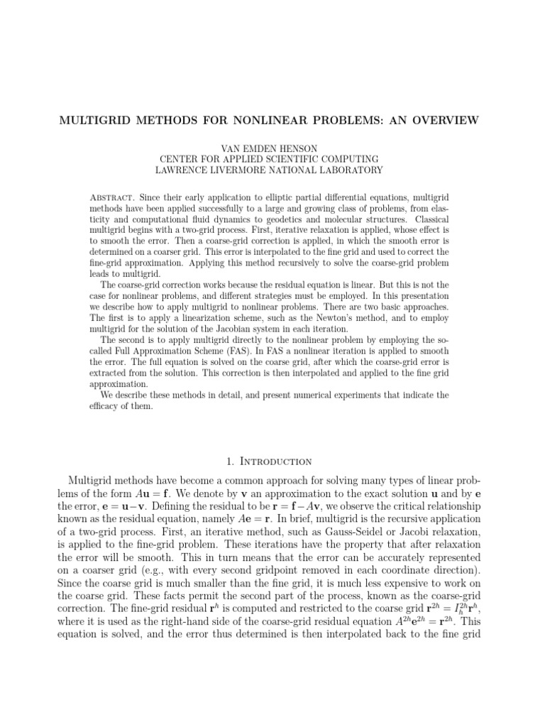 (Fas) Multigrid Methods For Nonlinear Problems | PDF | Nonlinear System | Applied Mathematics