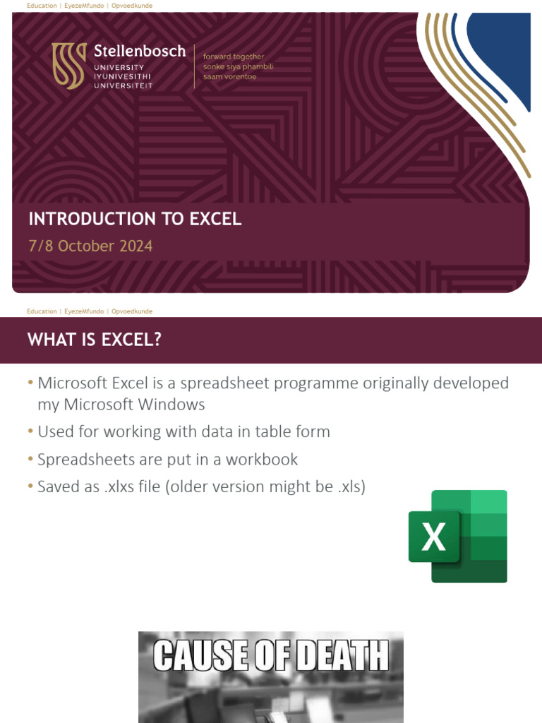 Introduction To Excel - 7 and 8 October | PDF | Microsoft Excel ...