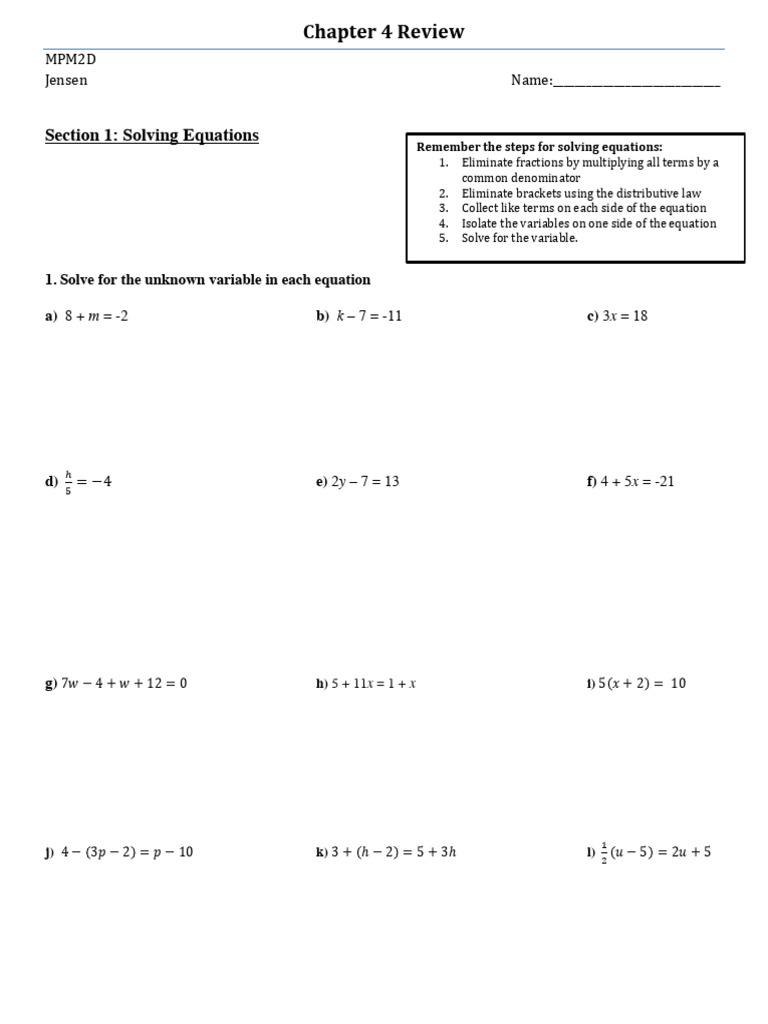Microsoft Word - Chapter 4 Review For Math | PDF | Algebra | Mathematics
